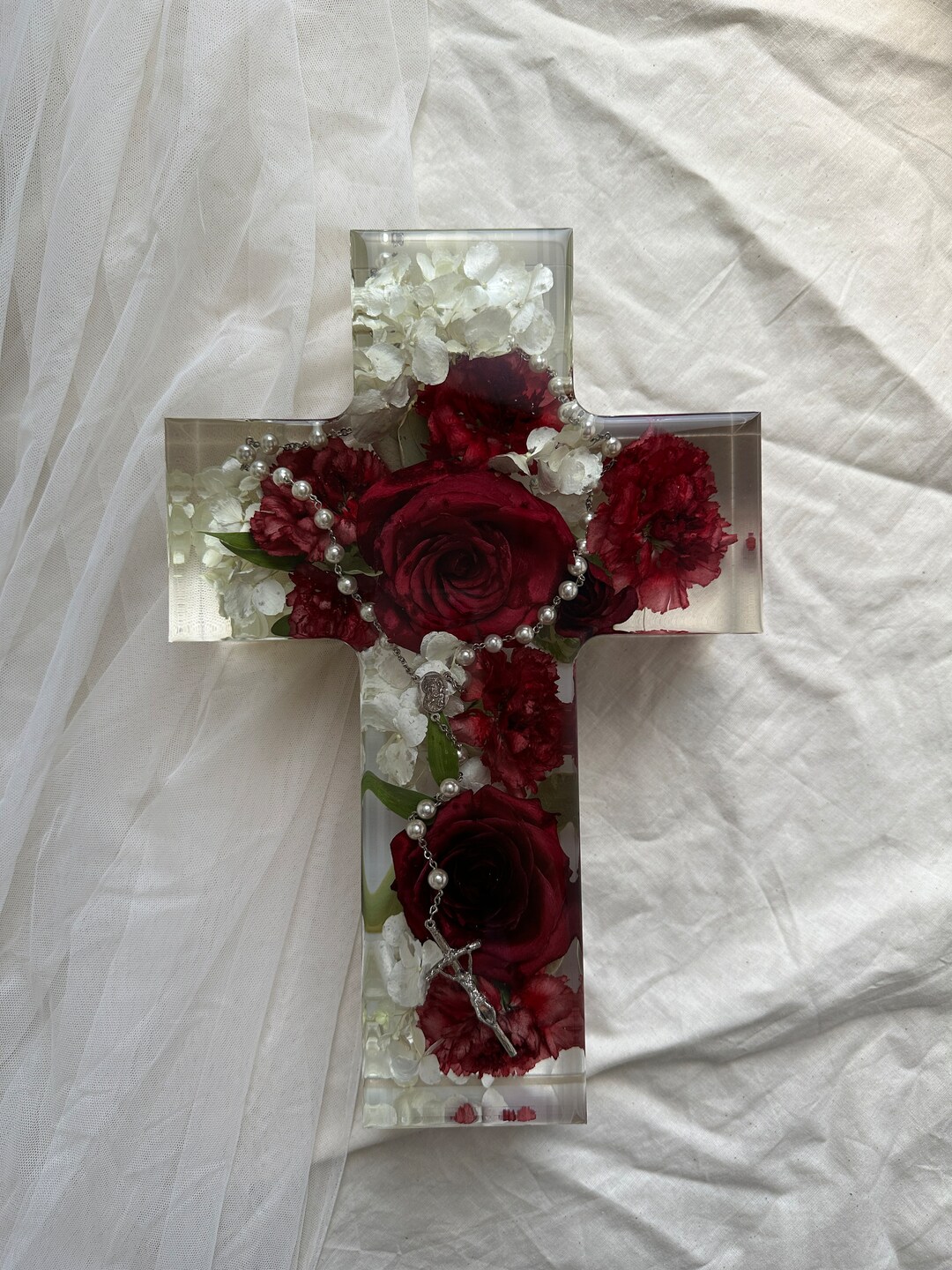 Resin Cross Floral Preservation | Memorial Flower Keepsake - Etsy