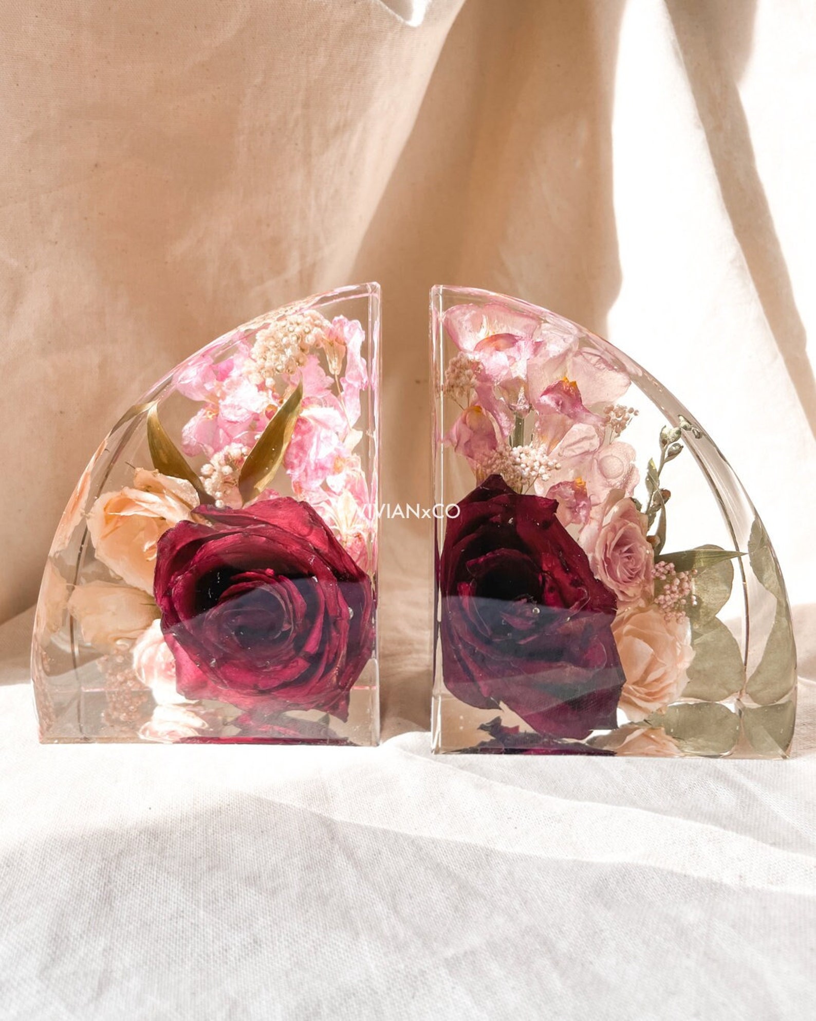 Bookend Resin Block Wedding Floral Preservation Flower - Etsy