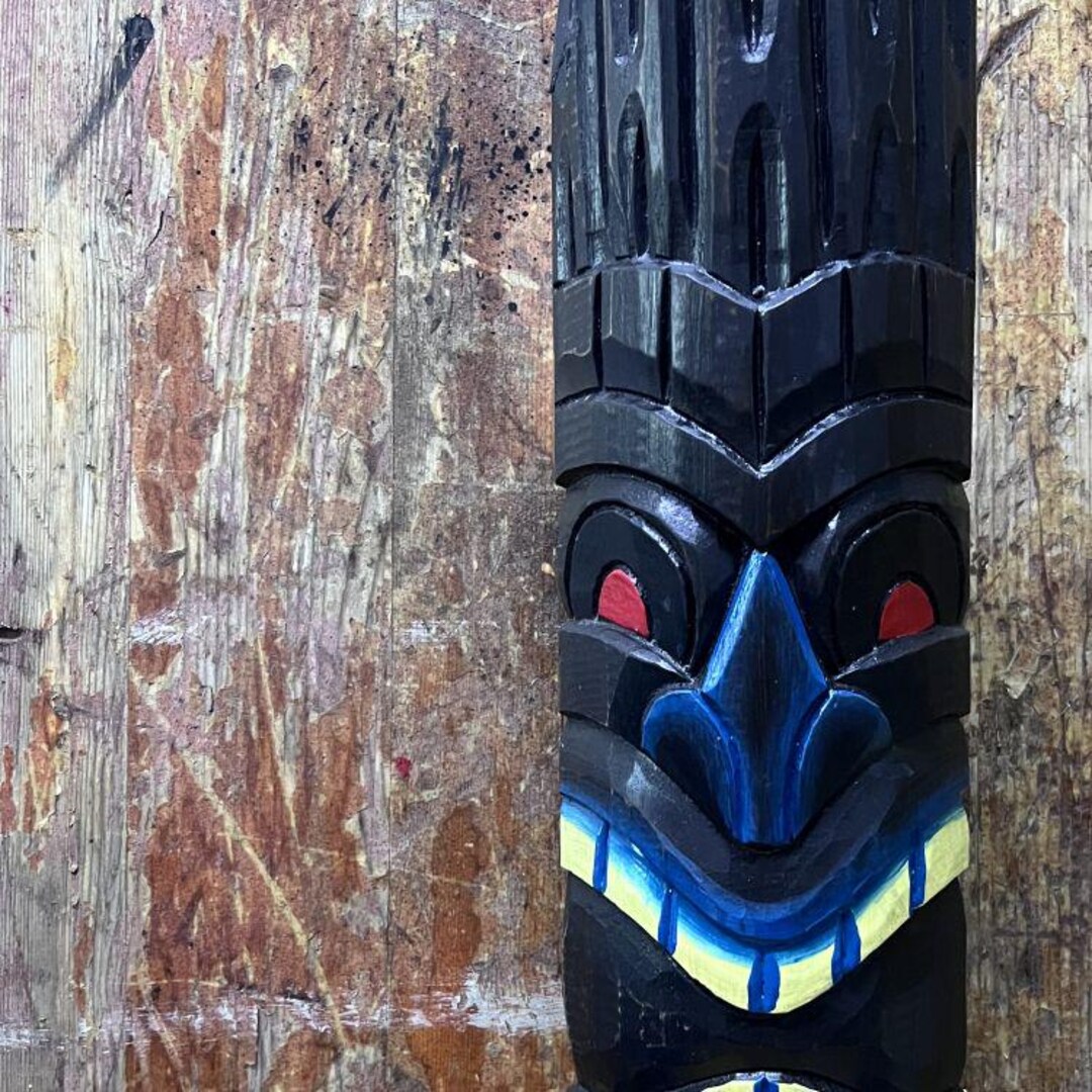 Wooden Tiki Bar Mask - Black Design. Home Bar, Man Cave, Tiki Bar, Wall ...