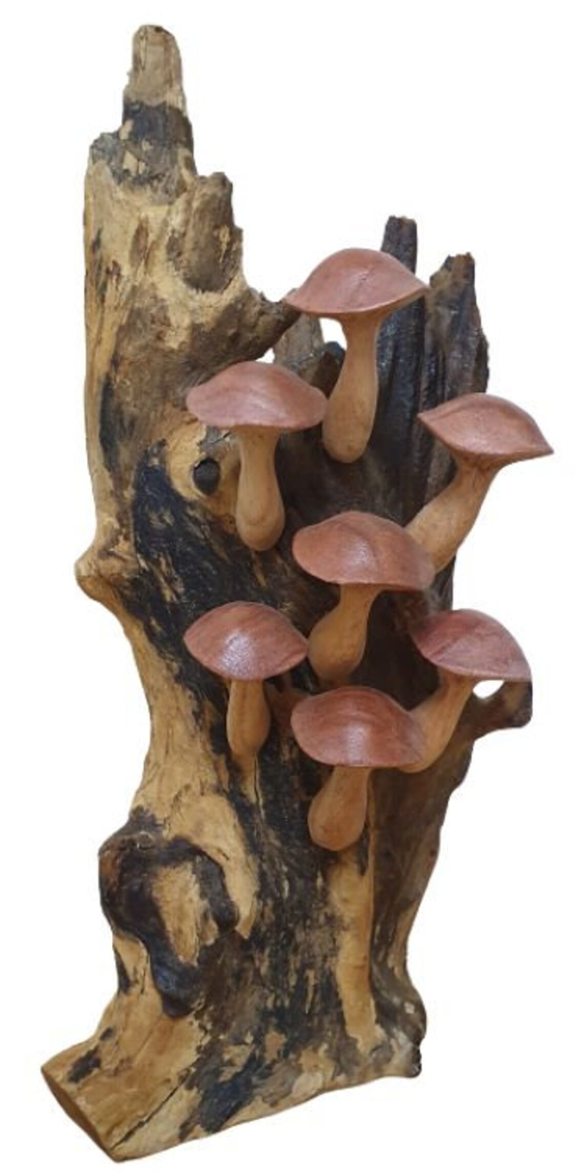 Handcrafted Mushroom Art, Hand Carved Mushrooms on Wood Sculpture - Etsy