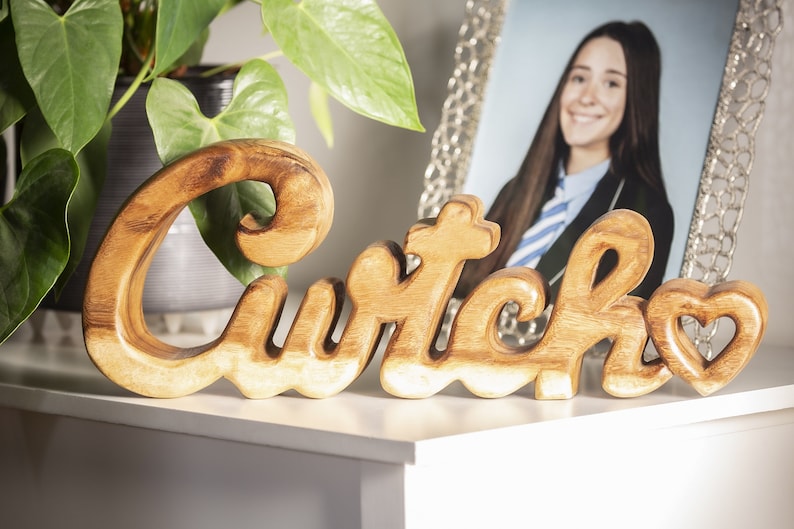 Carved Wooden Word Cwtch (with Heart) - Etsy UK