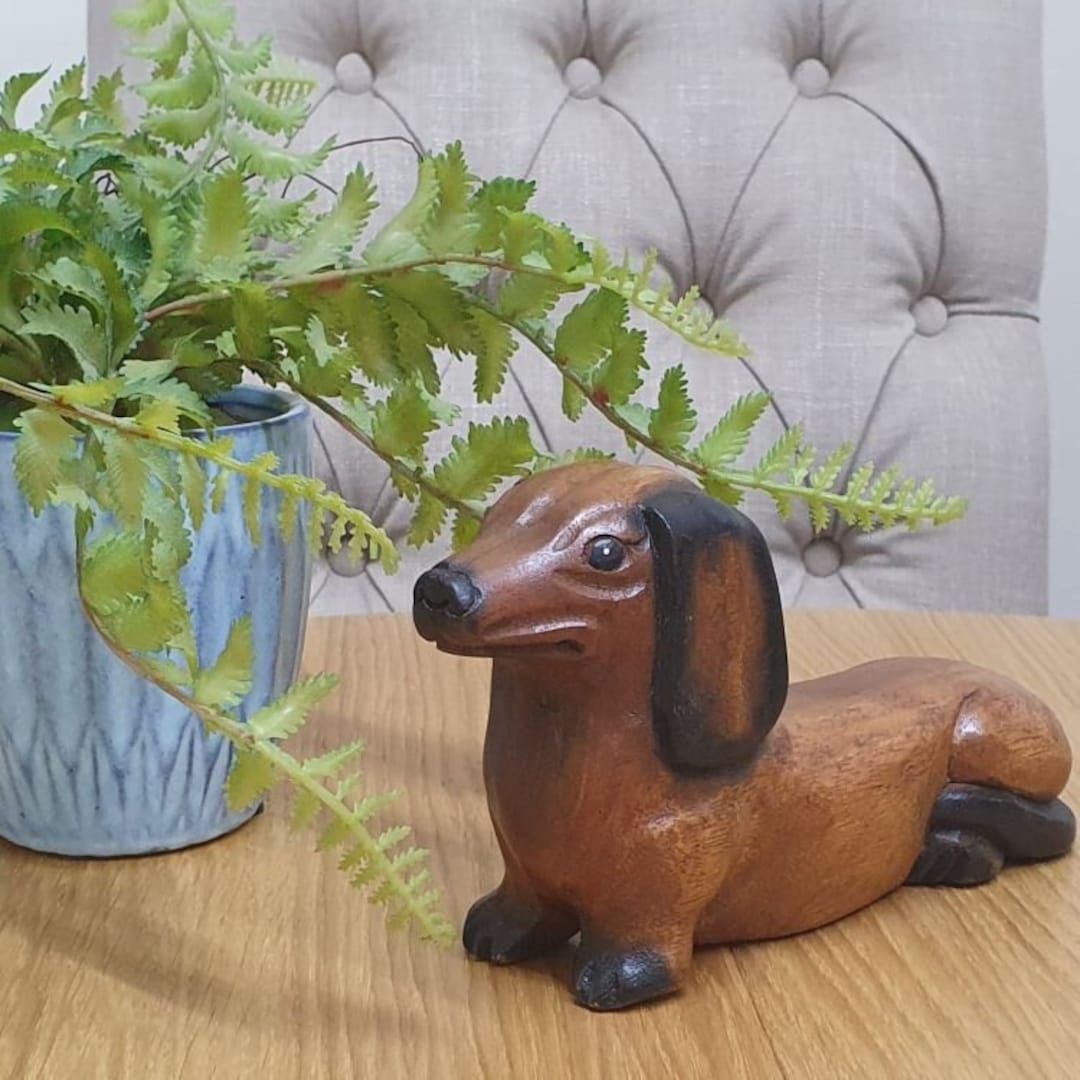 Hand Carved Wooden Dachshund Dog Ornament, Sculpture, Statue, Gift - Etsy