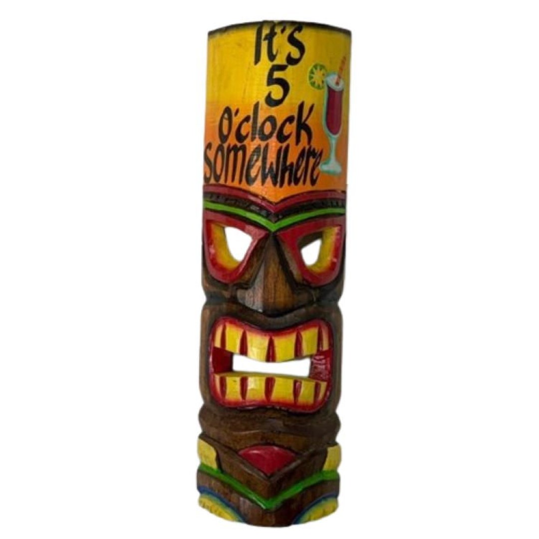 Wooden Tiki Bar Mask It's 5 O'clock Somewhere - Etsy