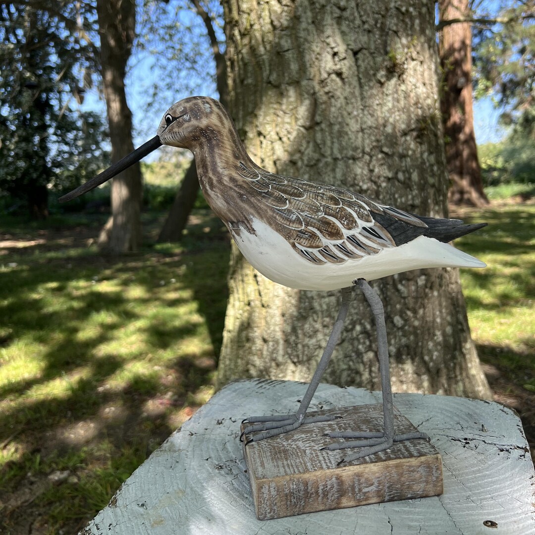 Hand Carved and Hand Painted Wooden Curlew on Wood Ornament. Bird Theme ...