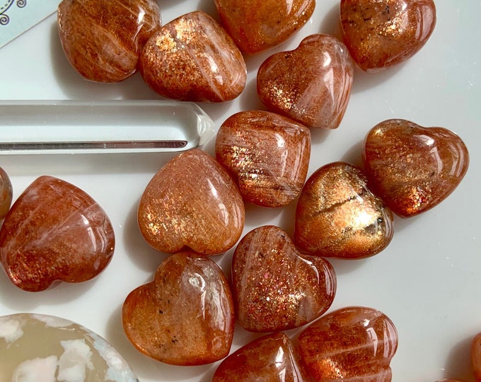 Mini Sunstone Hearts With Sparkly Confetti, High Quality Sunstone ...