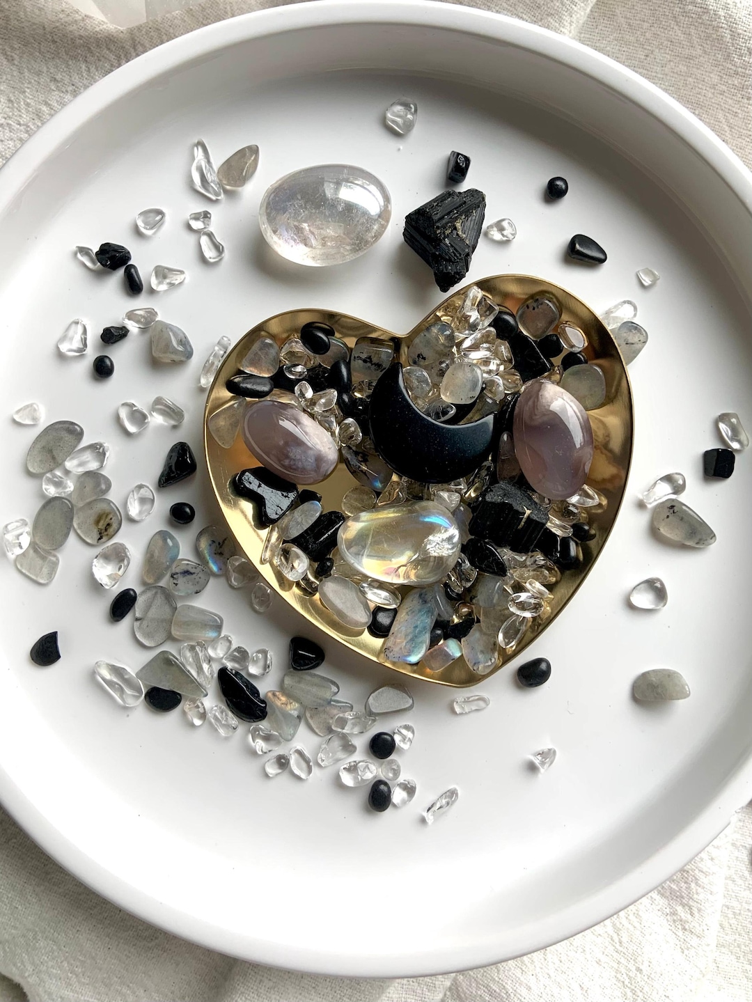 Moon Phase Crystal Confetti Gift Set With Black Obsidian Crescent Moon ...