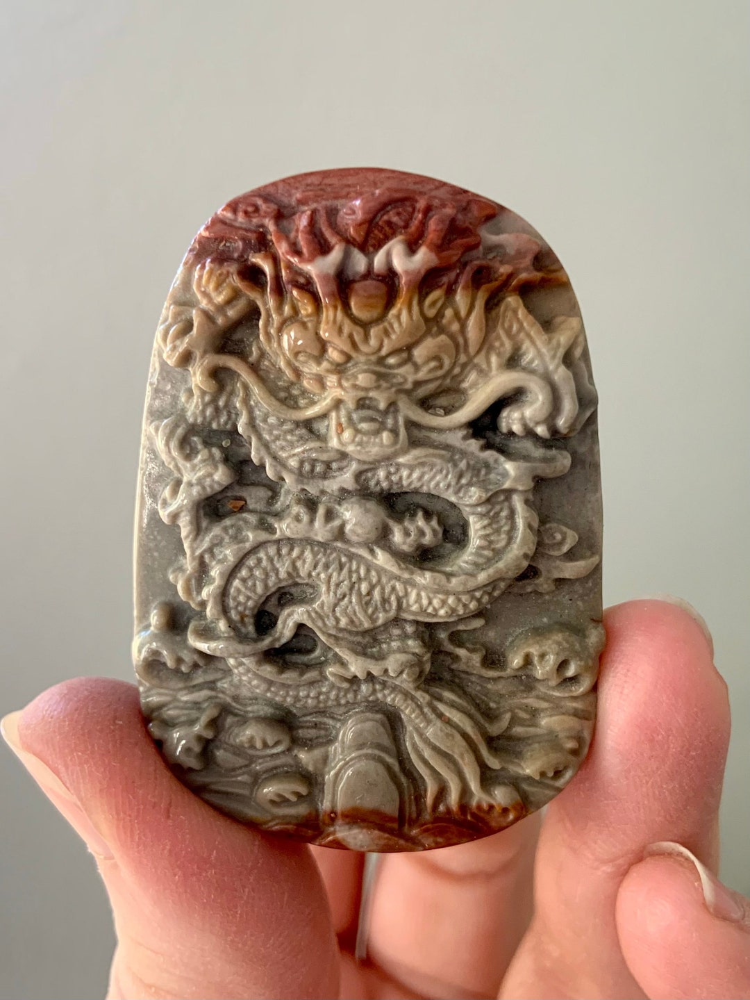 Alashan Agate Dragon Carvings, Dragon Palmstone, Dragon Gift ...