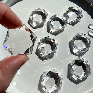 Clear Quartz Hexagon, Faceted Crystal Gem for Crown Chakra Healing and ...