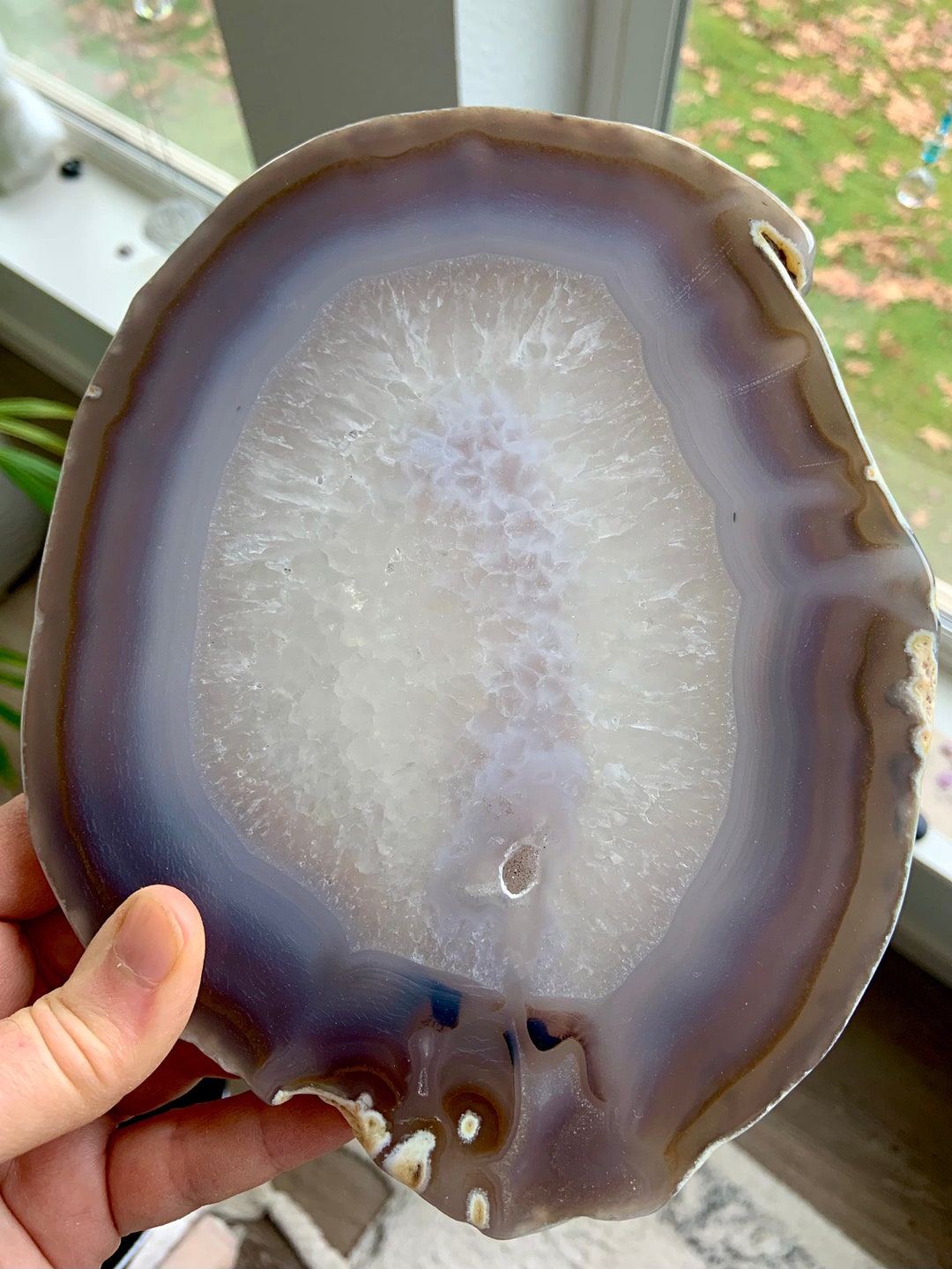 Large Agate Slab on Stand, Crystal Collector Gift, Natural Stone ...