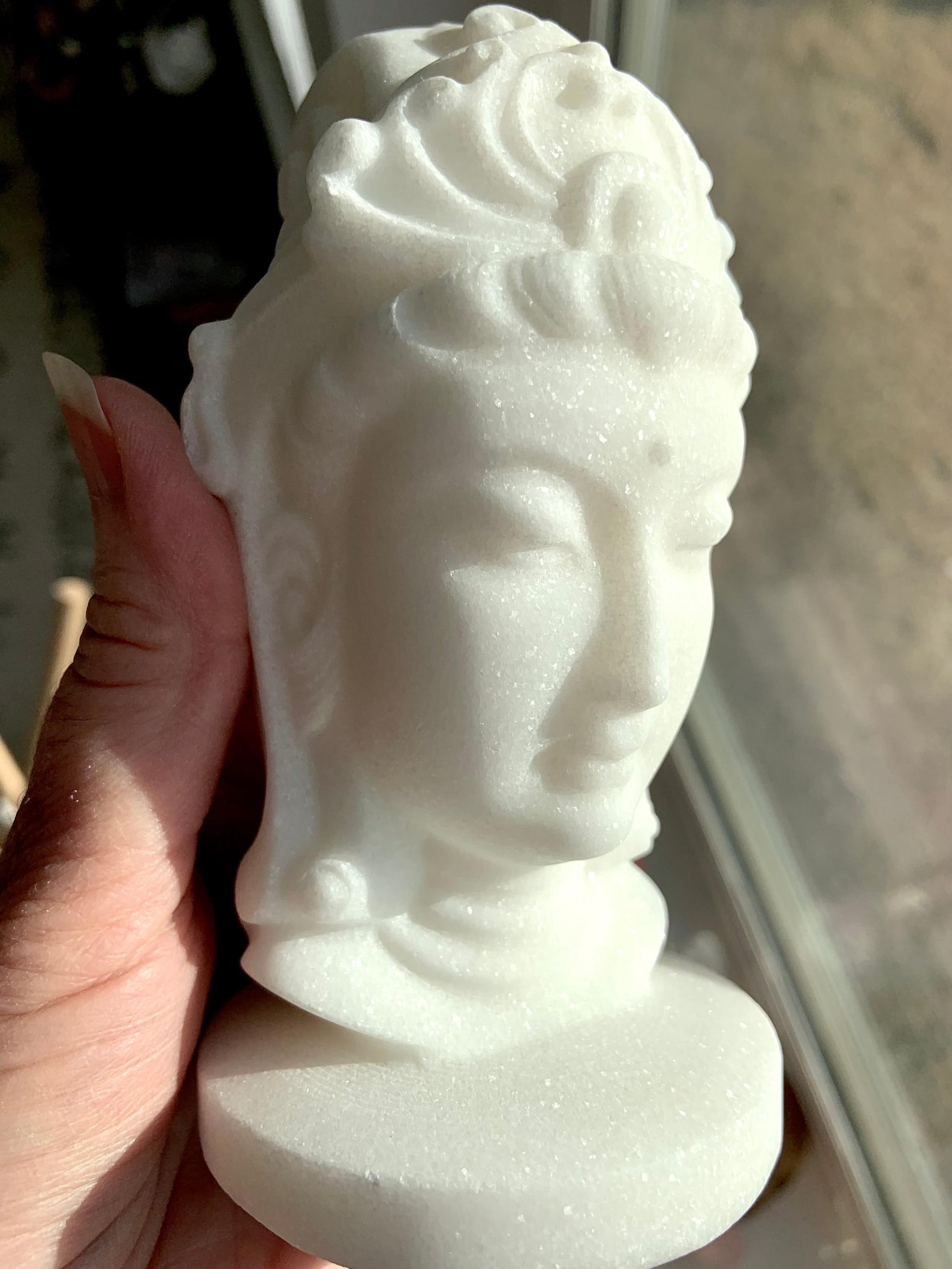 White Jade Quan Yin Statue, Divine Feminine Crystal Goddess Carving ...