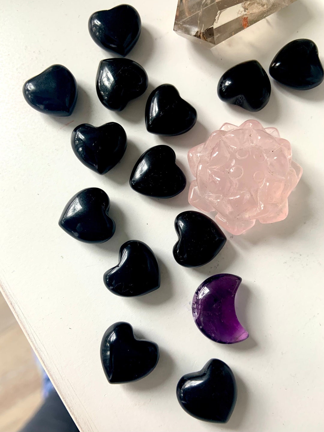 Mini Black Obsidian Hearts for Energetic Protection, Grounding Root ...