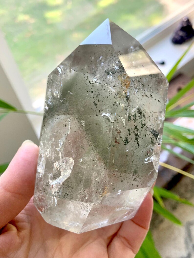 Garden Quartz Tower With Chlorite Phantoms, Lodolite Master Channeler ...
