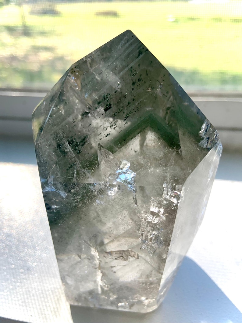 Chlorite Phantom Garden Quartz Tower: Lodolite Master Channeler Crystal ...