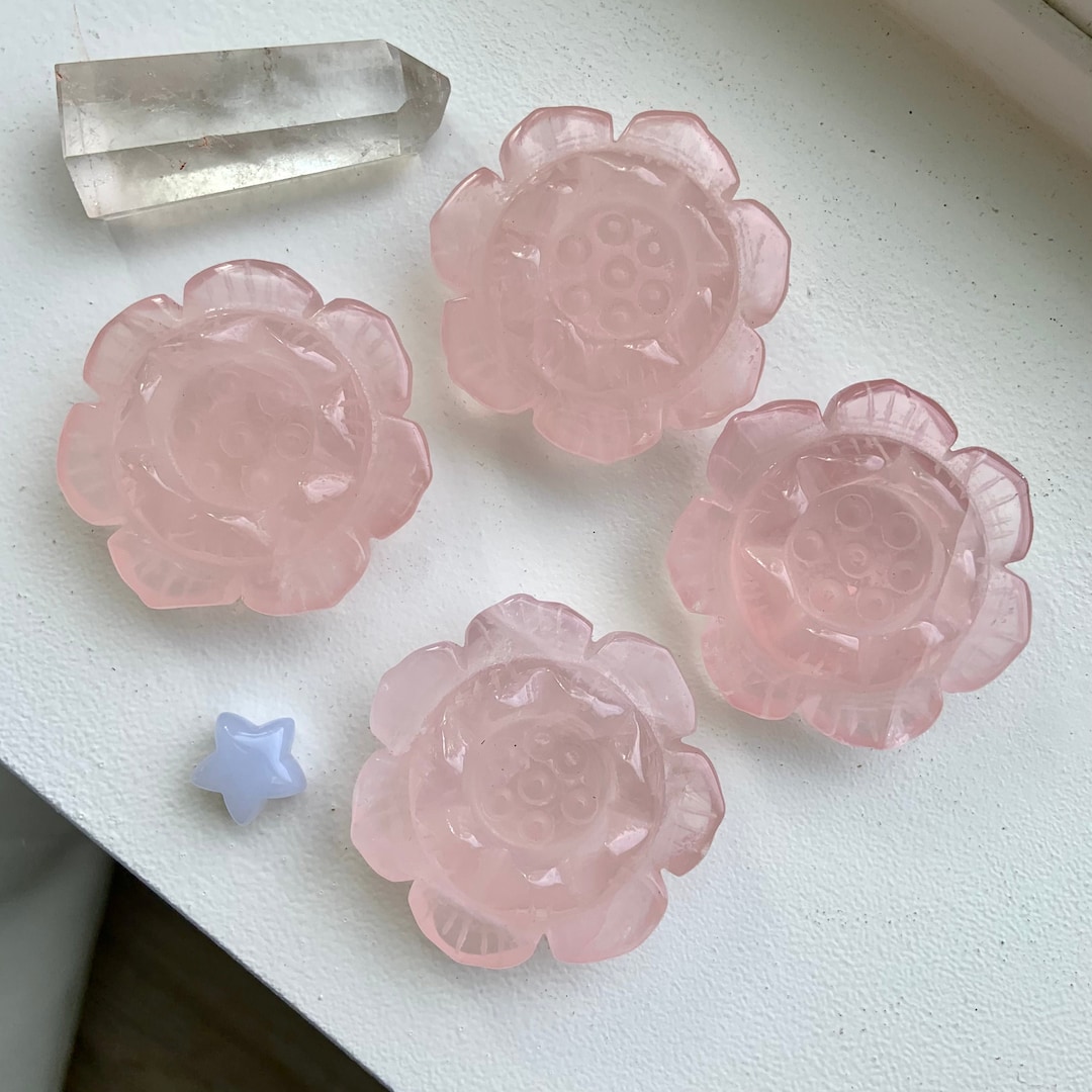Rose Quartz Lotus Crystal Lotus Flower Carving Meditation - Etsy