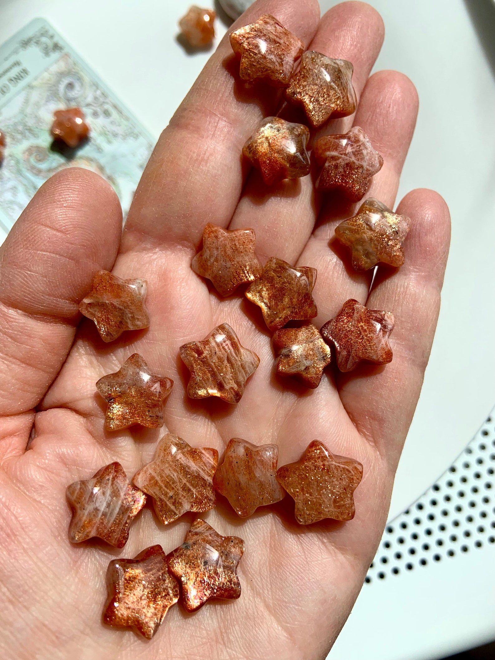 Mini Sunstone Moon and Stars, Sacral Chakra Healing Stone, Crystals for ...