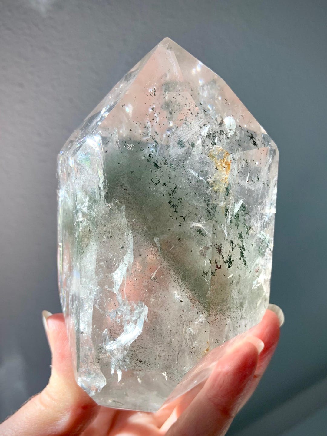 Chlorite Phantom Garden Quartz Tower: Lodolite Master Channeler Crystal ...
