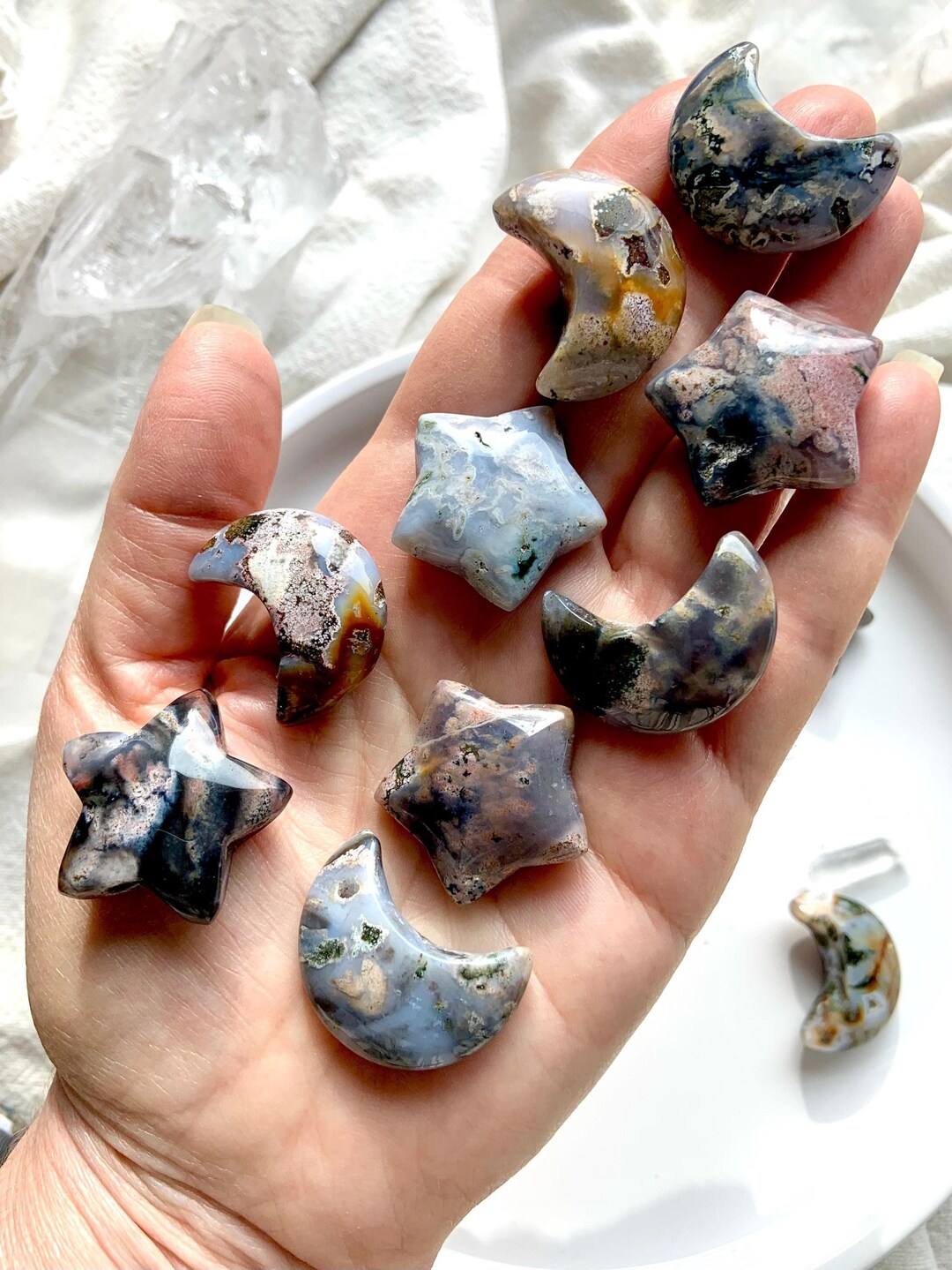 Ocean Jasper Moon and Star Celestial Crystal Shapes Mini Crystal Star ...
