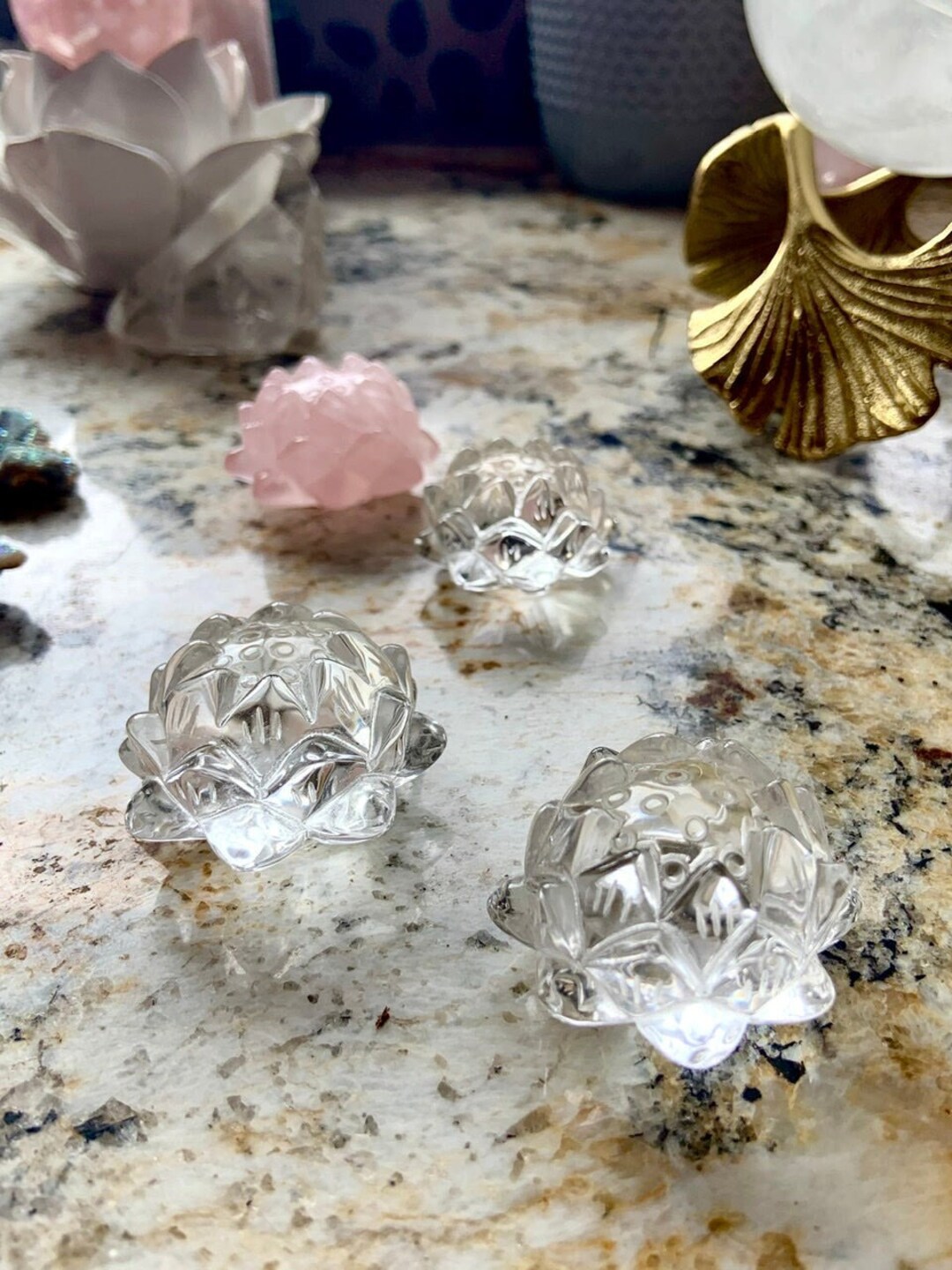 Clear Quartz Lotus Flower, Crystal Lotus, Crystal Flower Carving, Zen ...