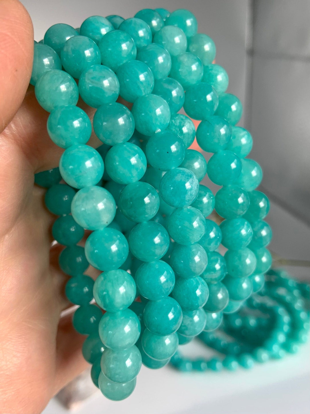 High Quality Ice Amazonite Bracelet, Crystal Bead Bracelet, Soothing ...