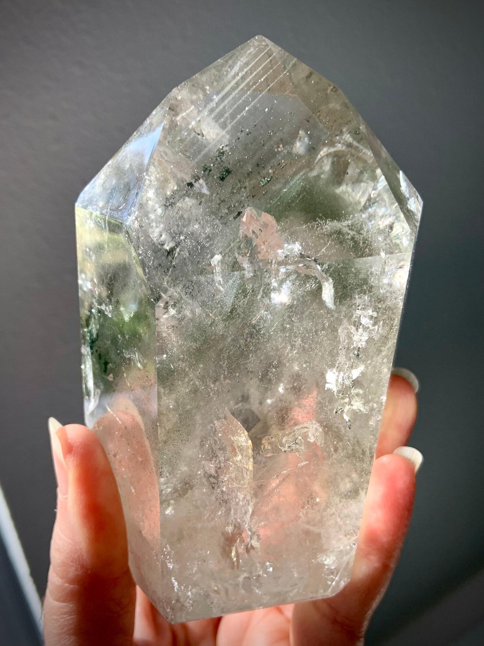 Garden Quartz Tower With Chlorite Phantoms, Lodolite Master Channeler ...