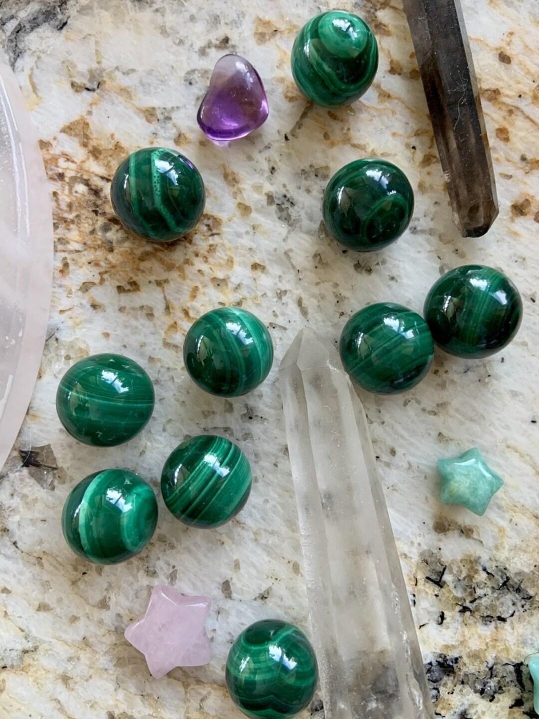 Mini Malachite Sphere, Natural Green Malachite Crystal Ball ...