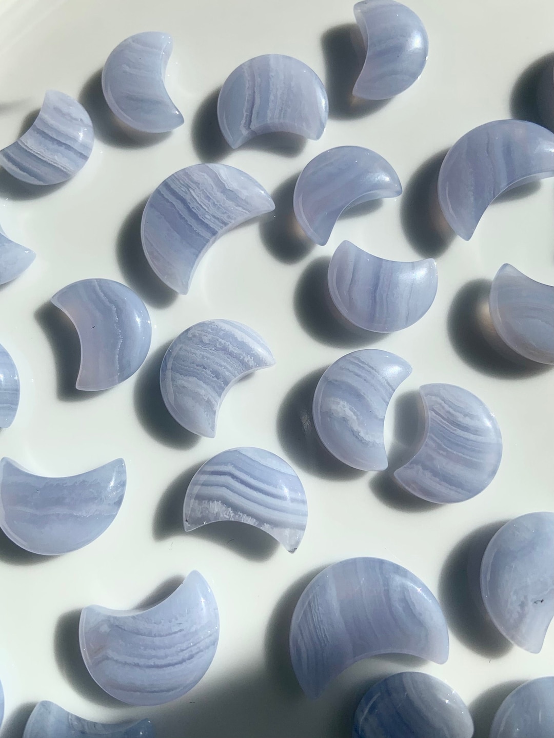 Blue Lace Agate Moon, Mini Crystal Moon, Crystals for Grids, Throat ...