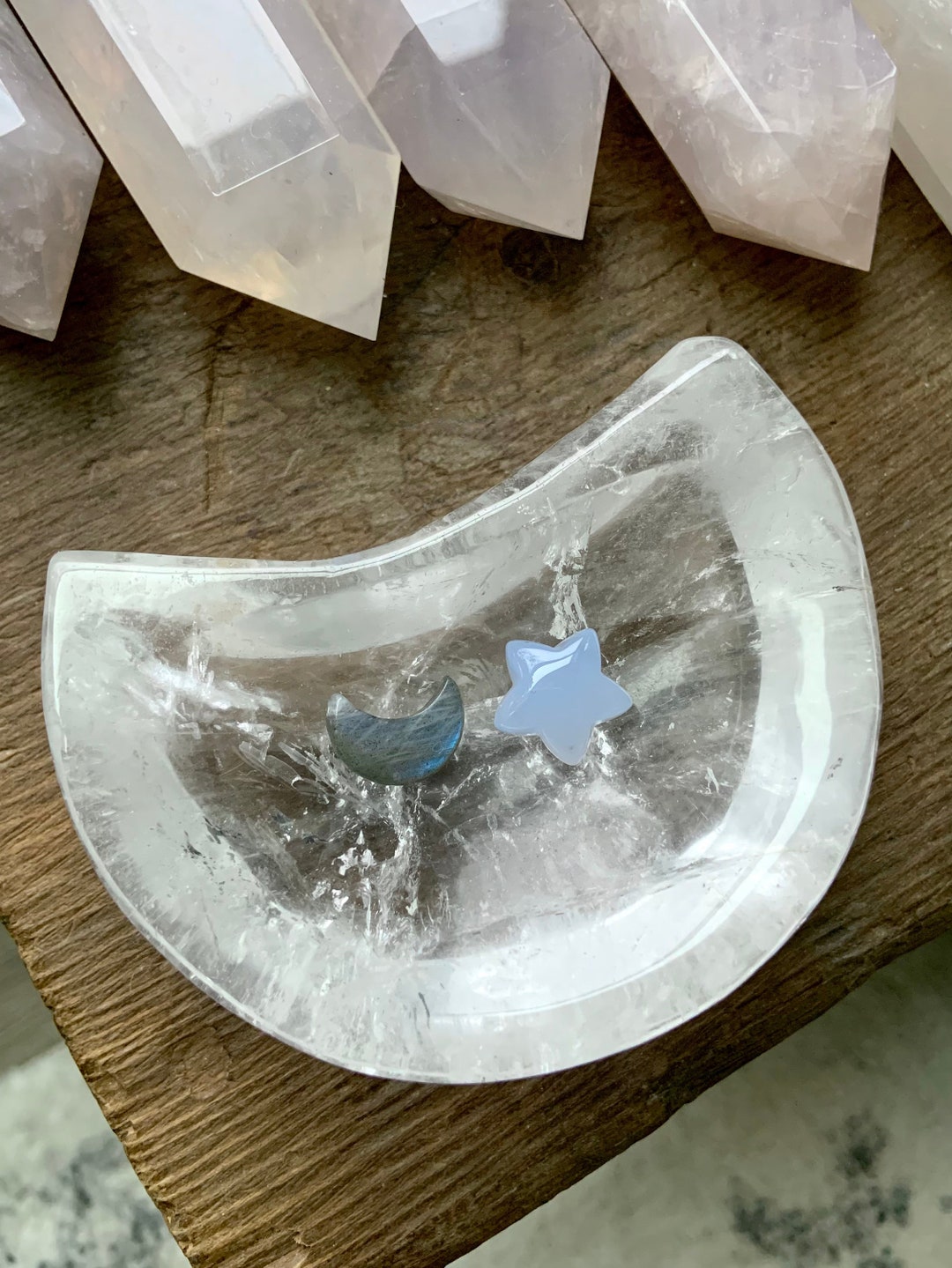 Clear Quartz Moon Bowl Crescent Moon Shaped Crystal Bowl - Etsy