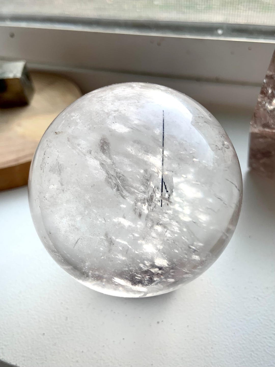 Black Tourmaline in Quartz Sphere Black Rutile Crystal Ball High ...