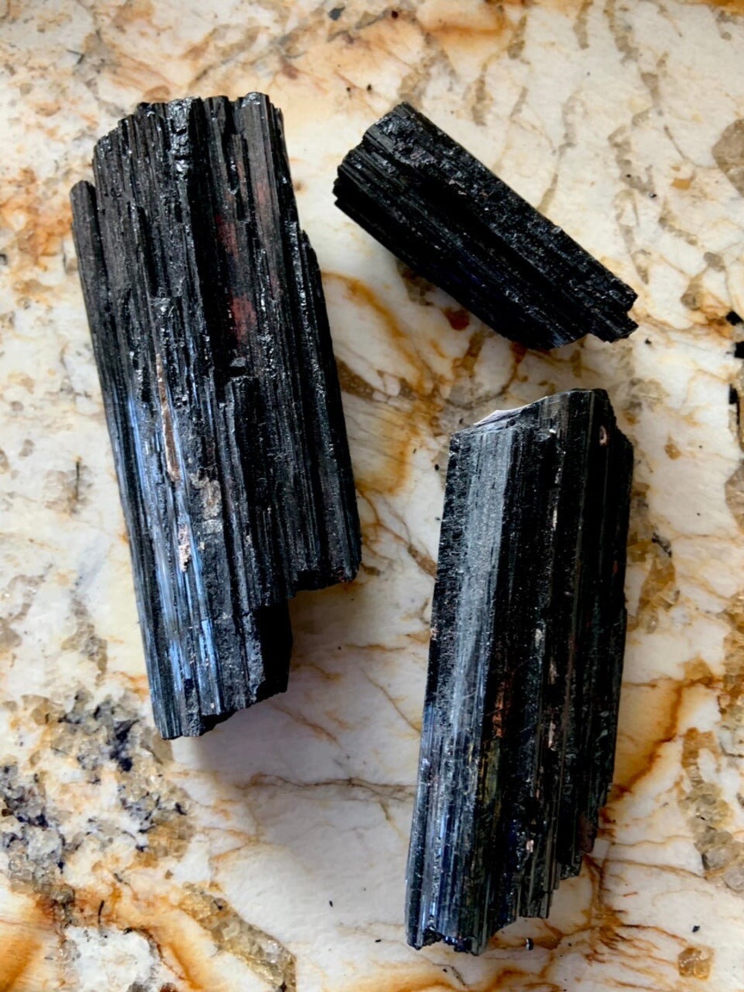 Raw Black Tourmaline Crystals, Natural Black Tourmaline Logs With Mica ...