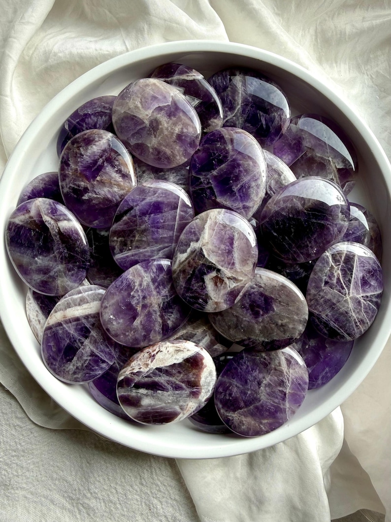 Dream Amethyst Palm Stone – Calming Pocket Crystal for Sleep and Crown ...