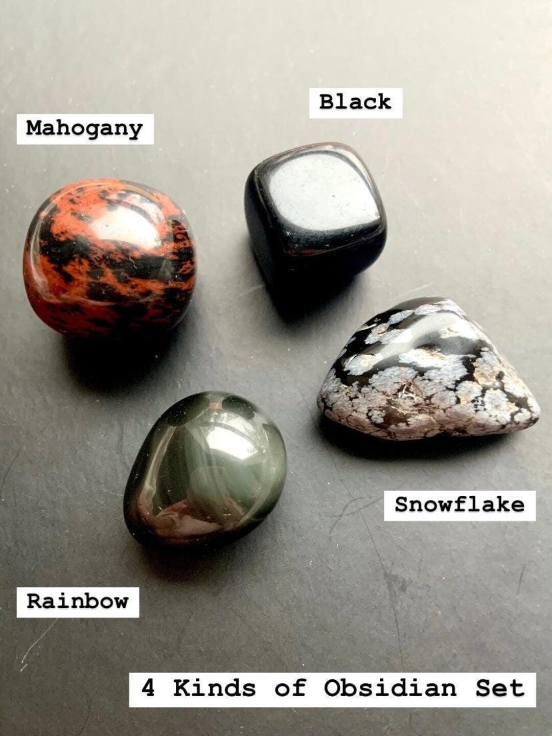 Obsidian Tumble Set Mixed Tumbled Stone Beginner Crystal Kit ...