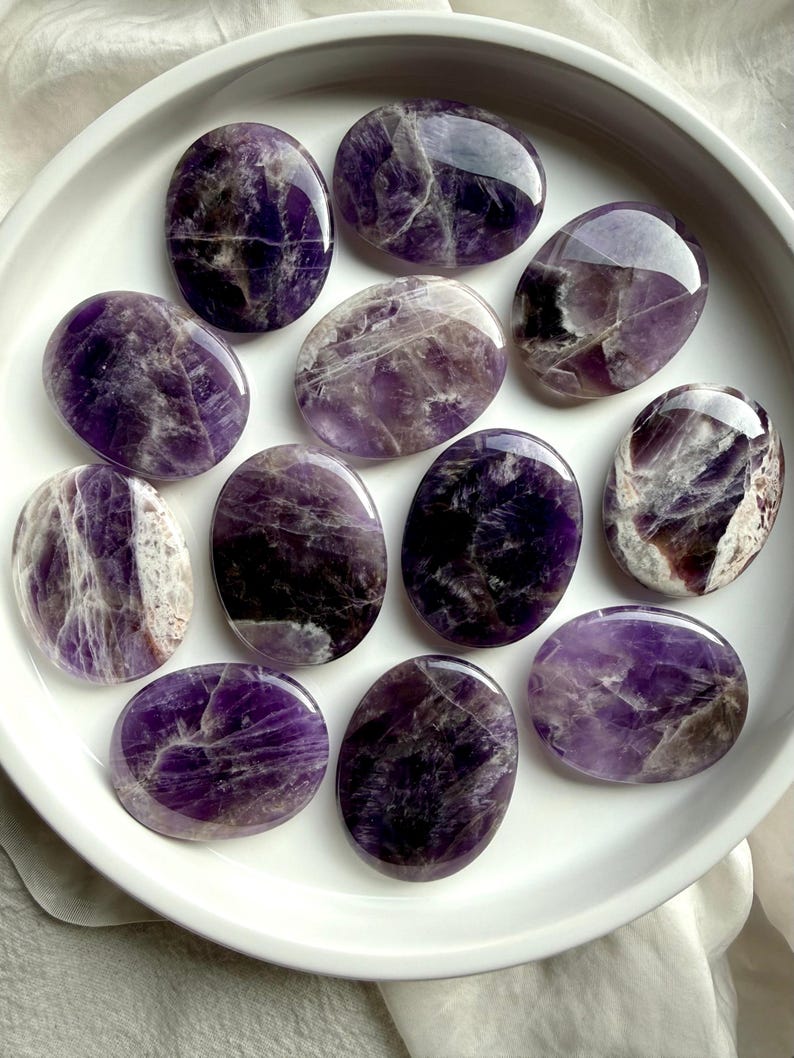 Dream Amethyst Palm Stone – Calming Pocket Crystal for Sleep and Crown ...
