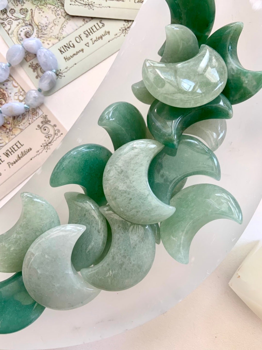 Green Aventurine Moon Carving Lucky Crystal Moon Shape Crescent Moon ...