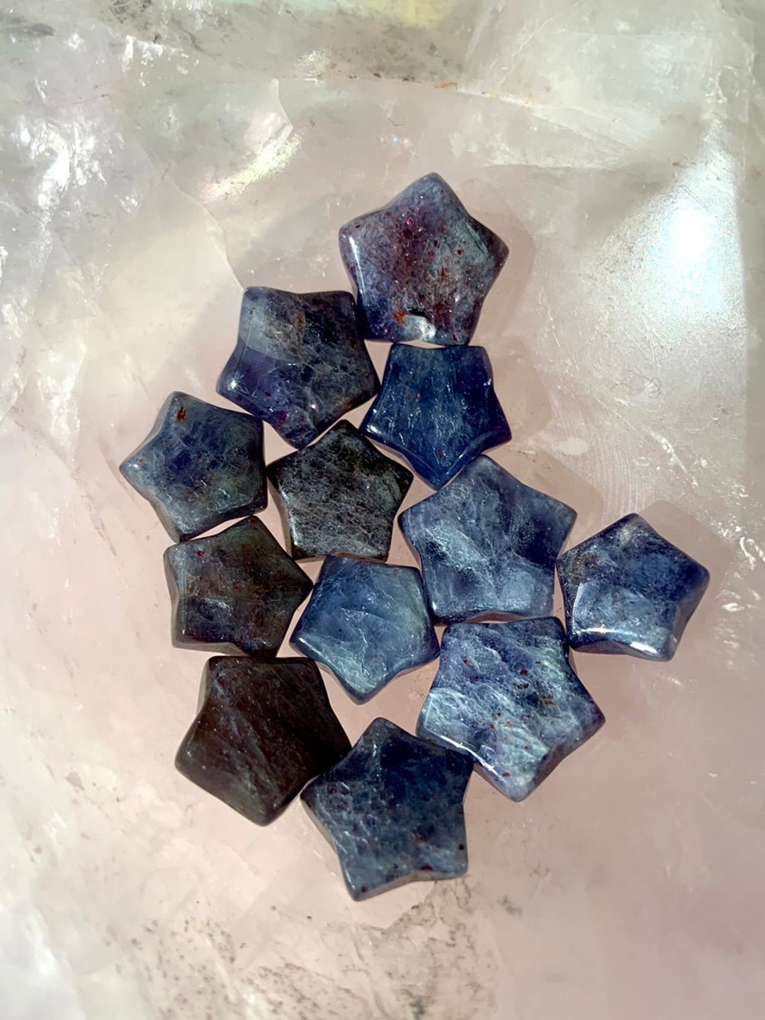 Purple IOLITE STARS With SUNSTONE, Crystal Stars, Mini Stars, Bloodshot ...