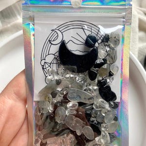 Moon Phase Crystal Confetti Gift Set With Black Obsidian Crescent Moon ...