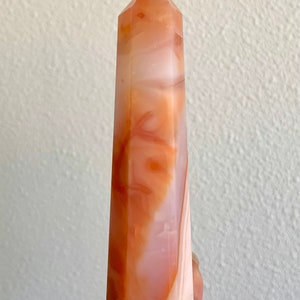 Peachy Pink CARNELIAN TOWER With Tree Rings, Polished Carnelian, High ...