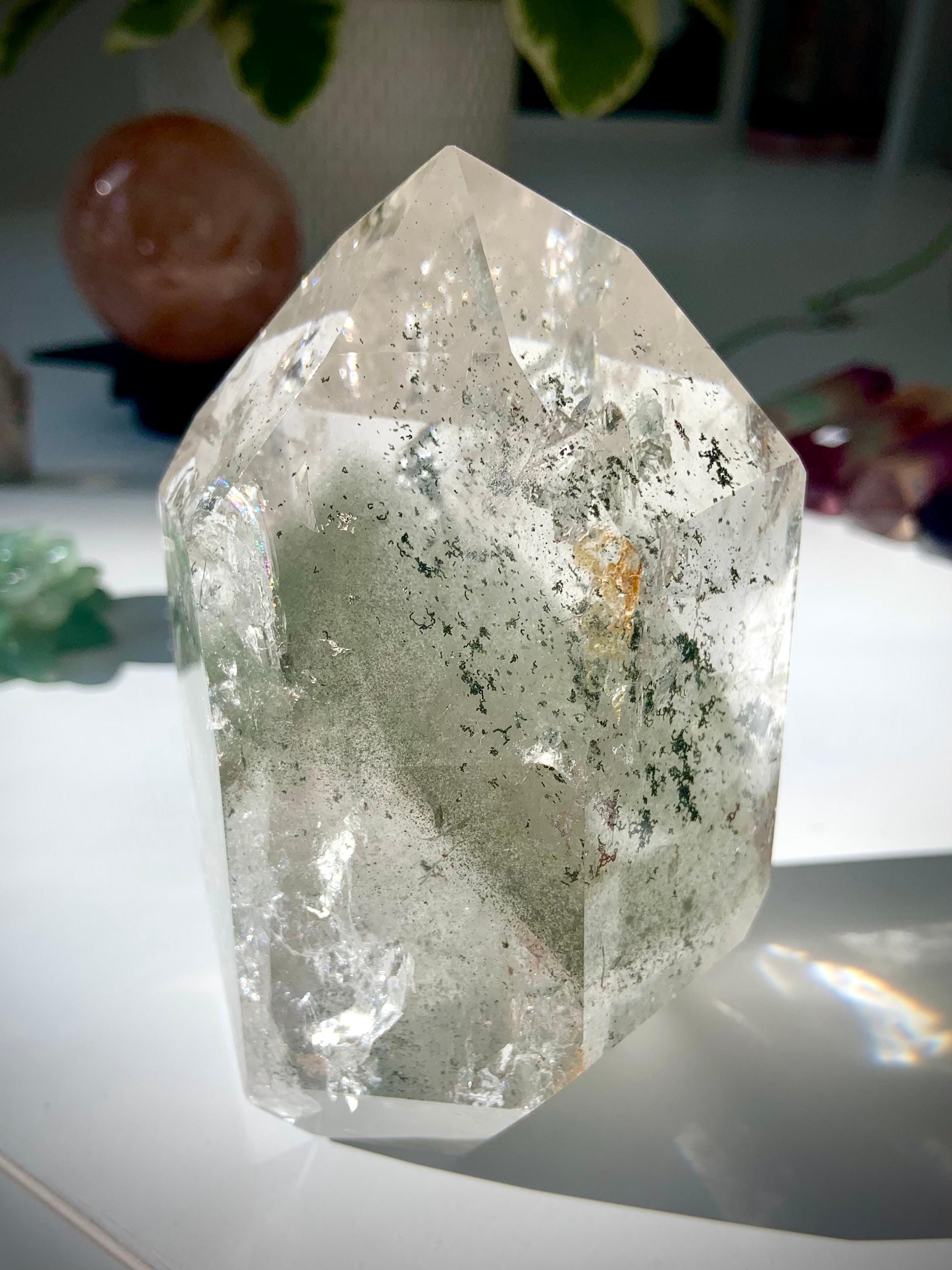 Garden Quartz Tower With Chlorite Phantoms, Lodolite Master Channeler ...