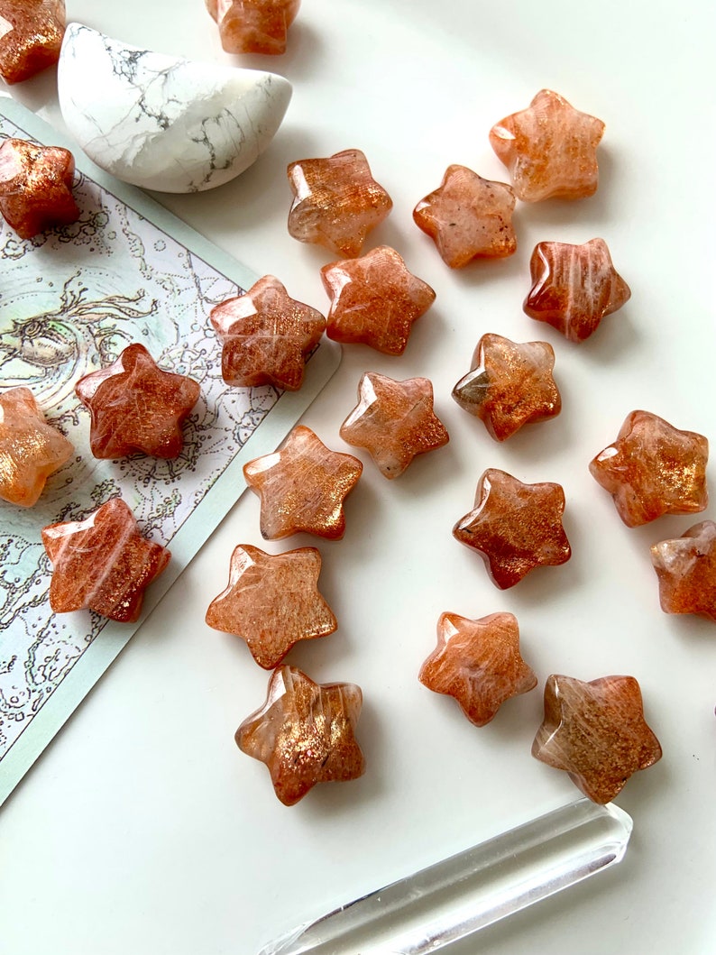Mini Sunstone Moon and Stars, Sacral Chakra Healing Stone, Crystals for ...