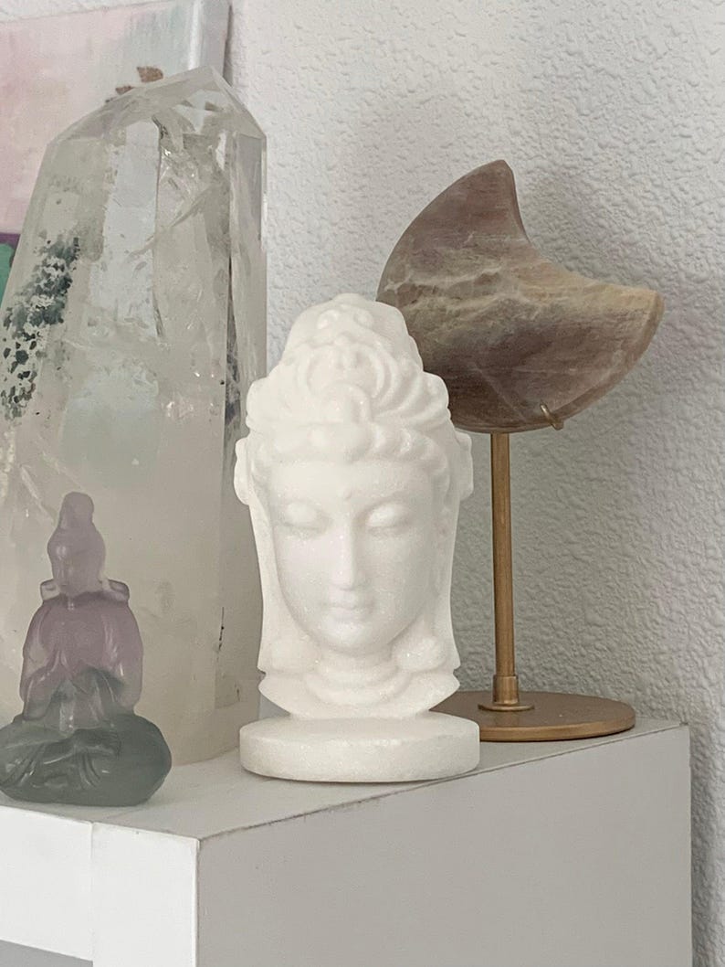 White Jade Quan Yin Statue, Divine Feminine Crystal Goddess Carving ...