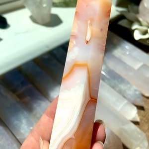 Peachy Pink CARNELIAN TOWER With Tree Rings, Polished Carnelian, High ...