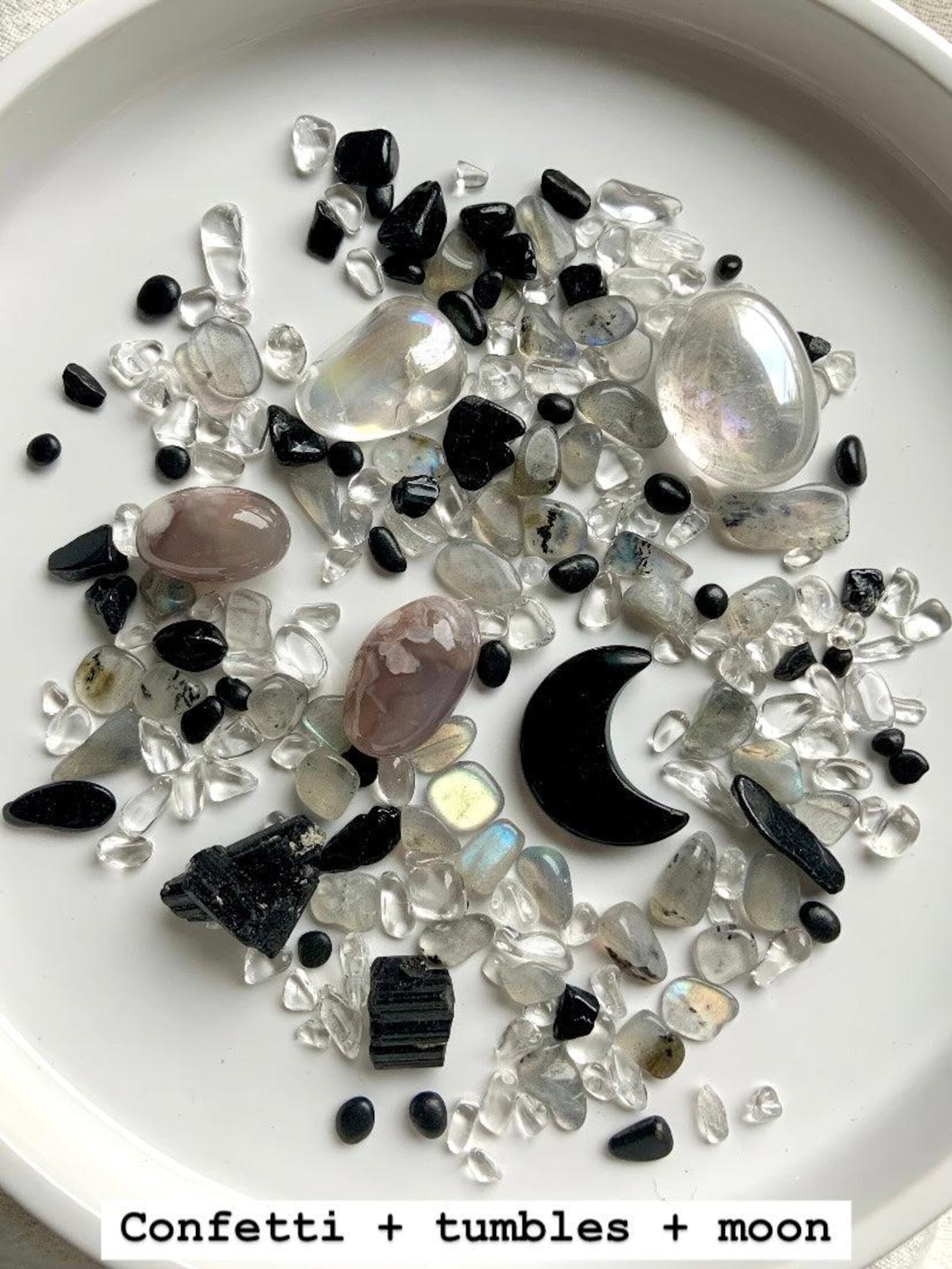 Moon Phase Crystal Confetti Gift Set With Black Obsidian Crescent Moon ...