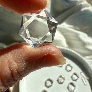 Clear Quartz Hexagon, Faceted Crystal Gem for Crown Chakra Healing and ...