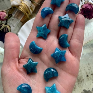 Blue Apatite Moon and Star Set, Mini Crystal Set, Metaphysical Gifts ...