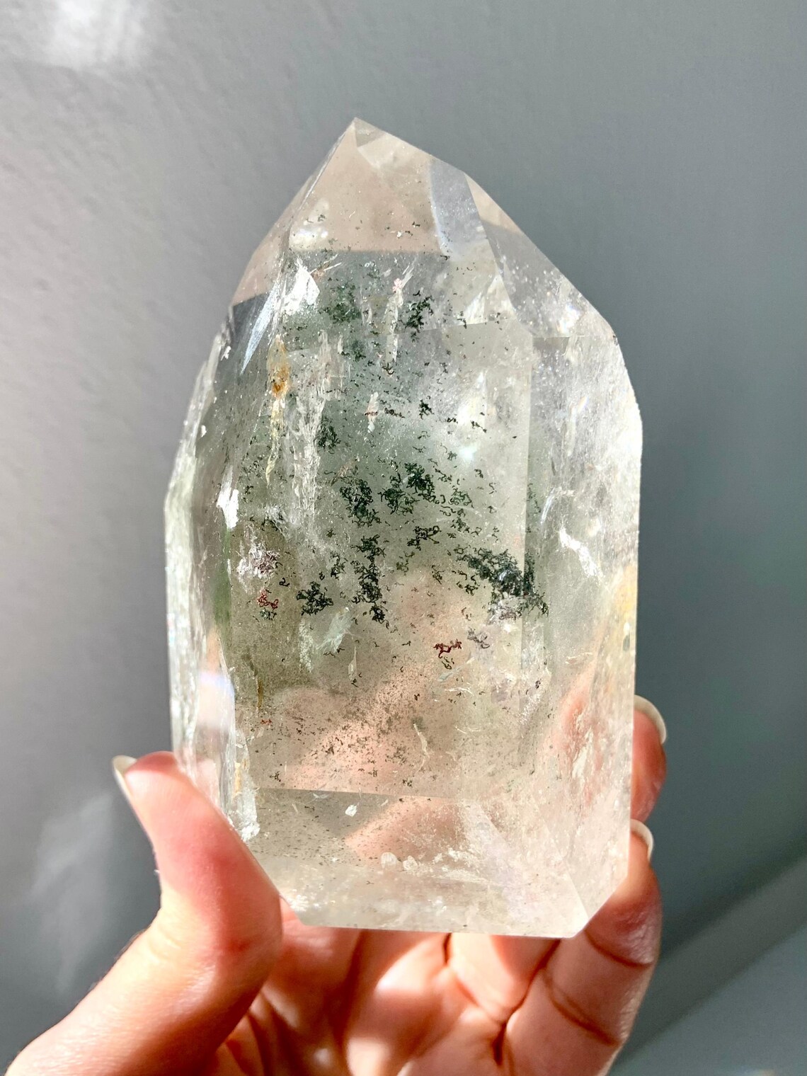 Chlorite Phantom Garden Quartz Tower: Lodolite Master Channeler Crystal ...