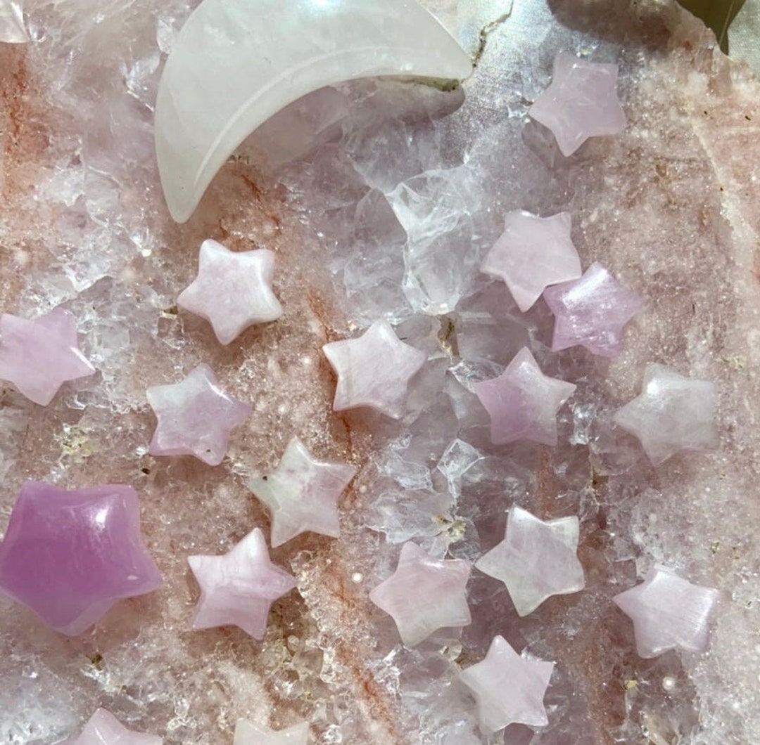 Mini Kunzite Star, Crystal Star Shape, Crystals for Grids and Heart ...