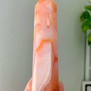 Peachy Pink CARNELIAN TOWER With Tree Rings, Polished Carnelian, High ...