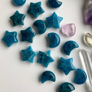 Blue Apatite Moon and Star Set, Mini Crystal Set, Metaphysical Gifts ...
