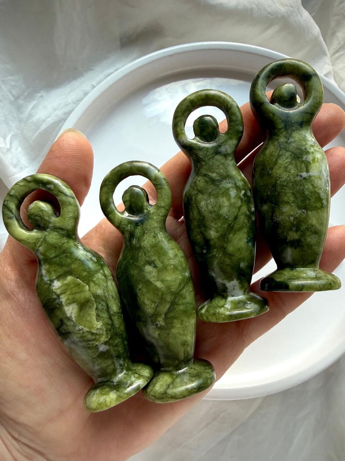 Nephrite Jade Goddess Figurine – Green Jade Crystal Carving for ...