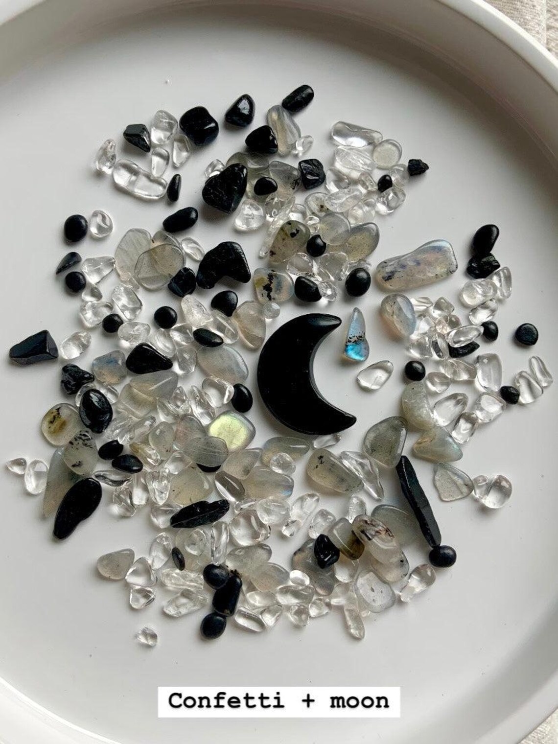 Moon Phase Crystal Confetti Gift Set With Black Obsidian Crescent Moon ...