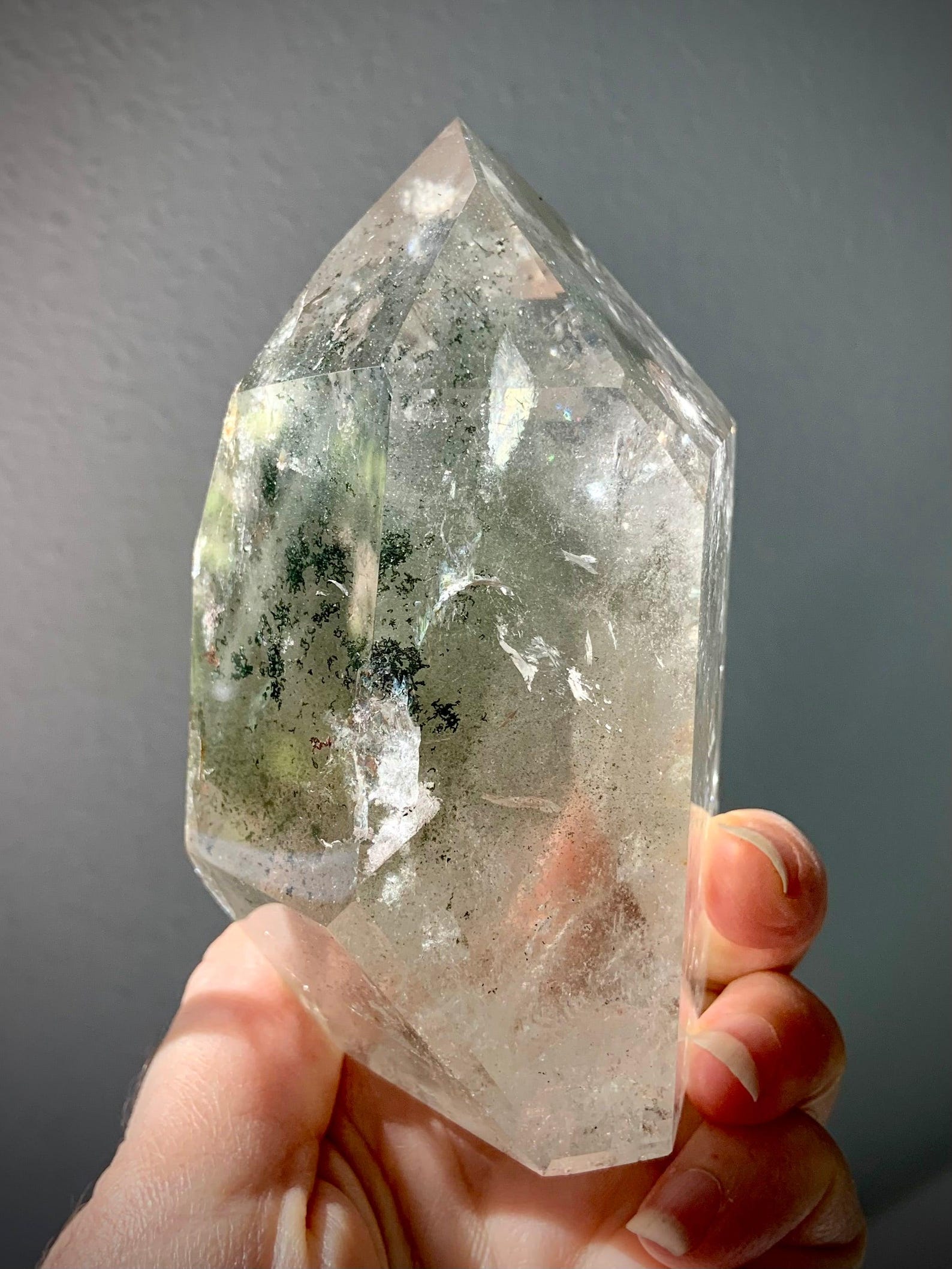 Garden Quartz Tower With Chlorite Phantoms, Lodolite Master Channeler ...